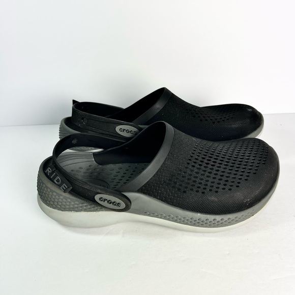 CROCS | Shoes | Crocs Literide Cushioned Clogs Womens Size 9 Black Grey ...